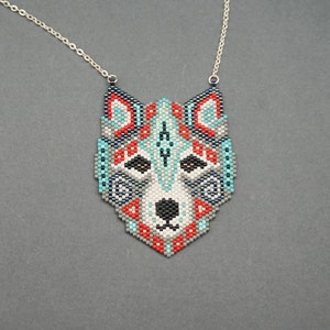 Wolf Bead Pattern Design Beaded Pendant DIY Brooch Delica Seed Bead Hair Accessory Patterns for ...
