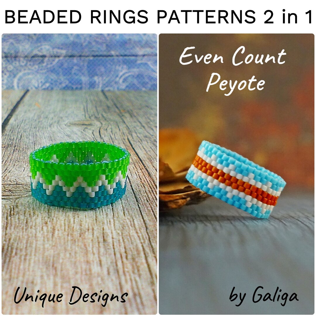 Peyote Ring Pattern 2 in 1 Even Count Peyote Pattern Beadweaving ...