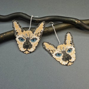 Sphynx Cat Beaded Pattern DIY Earrings Seed Bead Pendant Beading Design ...