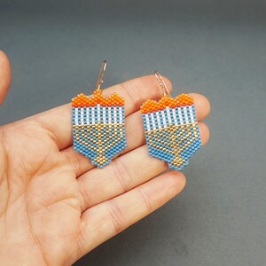 Menorah Earrings Pattern Beading Brick Stitch Jewish Holiday DIY ...