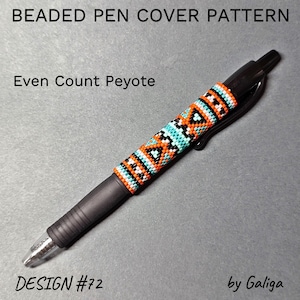 Beaded Pen Wrap Pattern Ethnic Inspired Pen Design Teal Vermilion ...