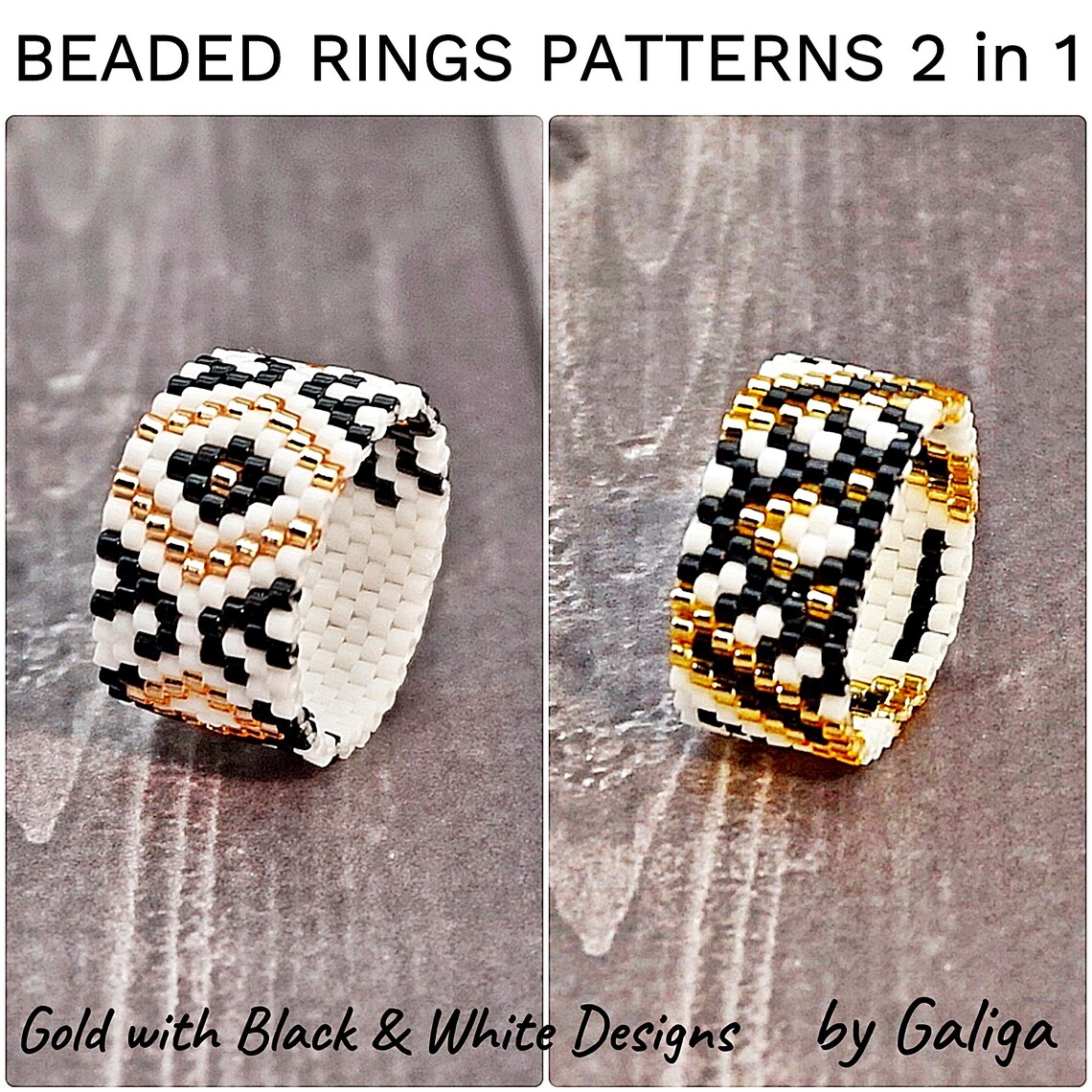 Peyote Ring Pattern Gold Rings Design Beading Schema Beaded Ring ...