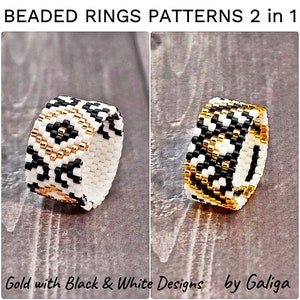 Peyote Ring Pattern Gold Rings Design Beading Schema Beaded Ring ...
