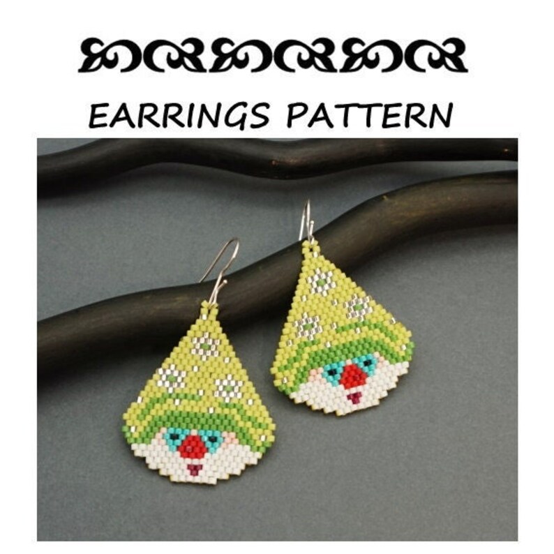 Xmas Seed Bead Earrings Pattern for Beading Christmas Gnome - Etsy