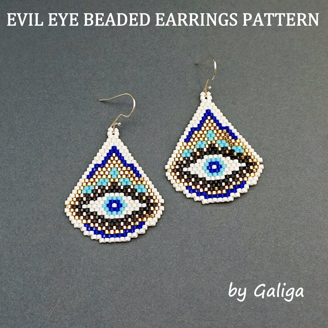 Beaded Earrings Patterns Beading Pattern Evil Eye Seed Bead - Etsy