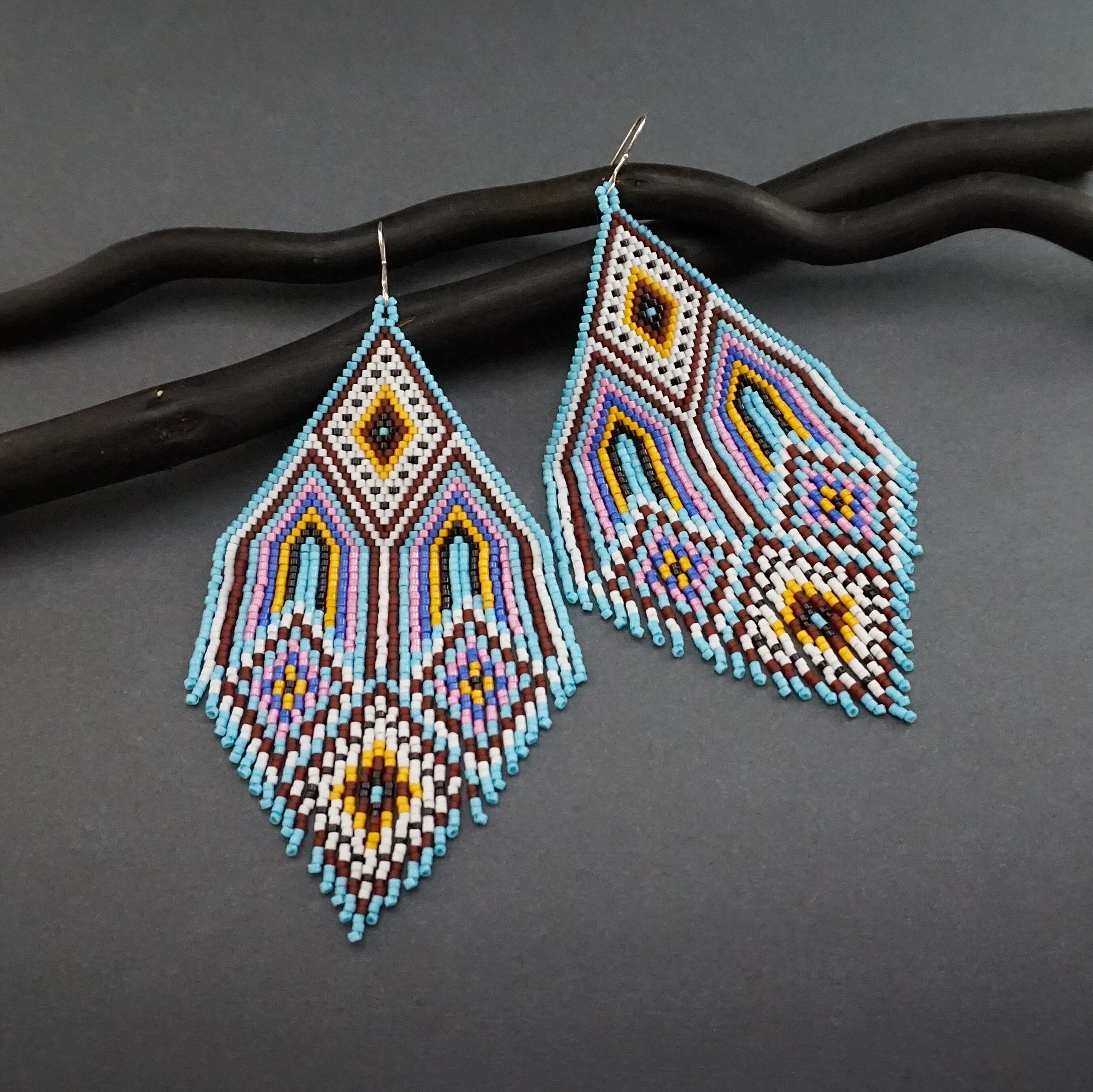 Beaded Earrings Pattern, Beading Pattern, Beaded Fringe Earrings ...