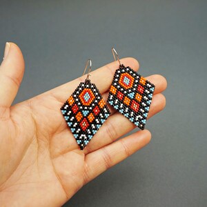Diamond-shaped Beaded Earrings Pattern for Beading Jewelry Making Brick ...