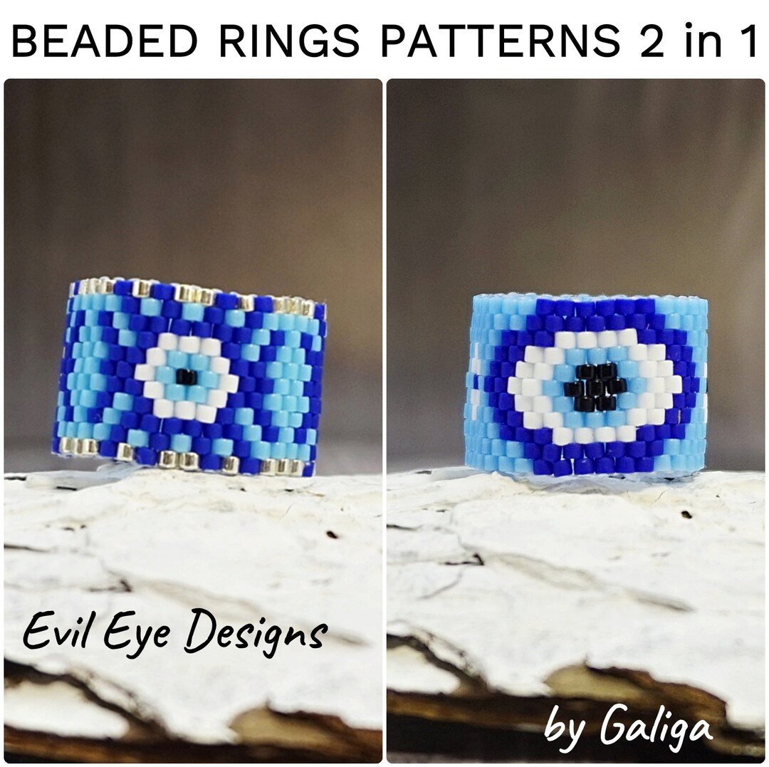 Peyote Ring Pattern Evil Eye 2 in 1 Beadwork Pattern for Beading Do It ...