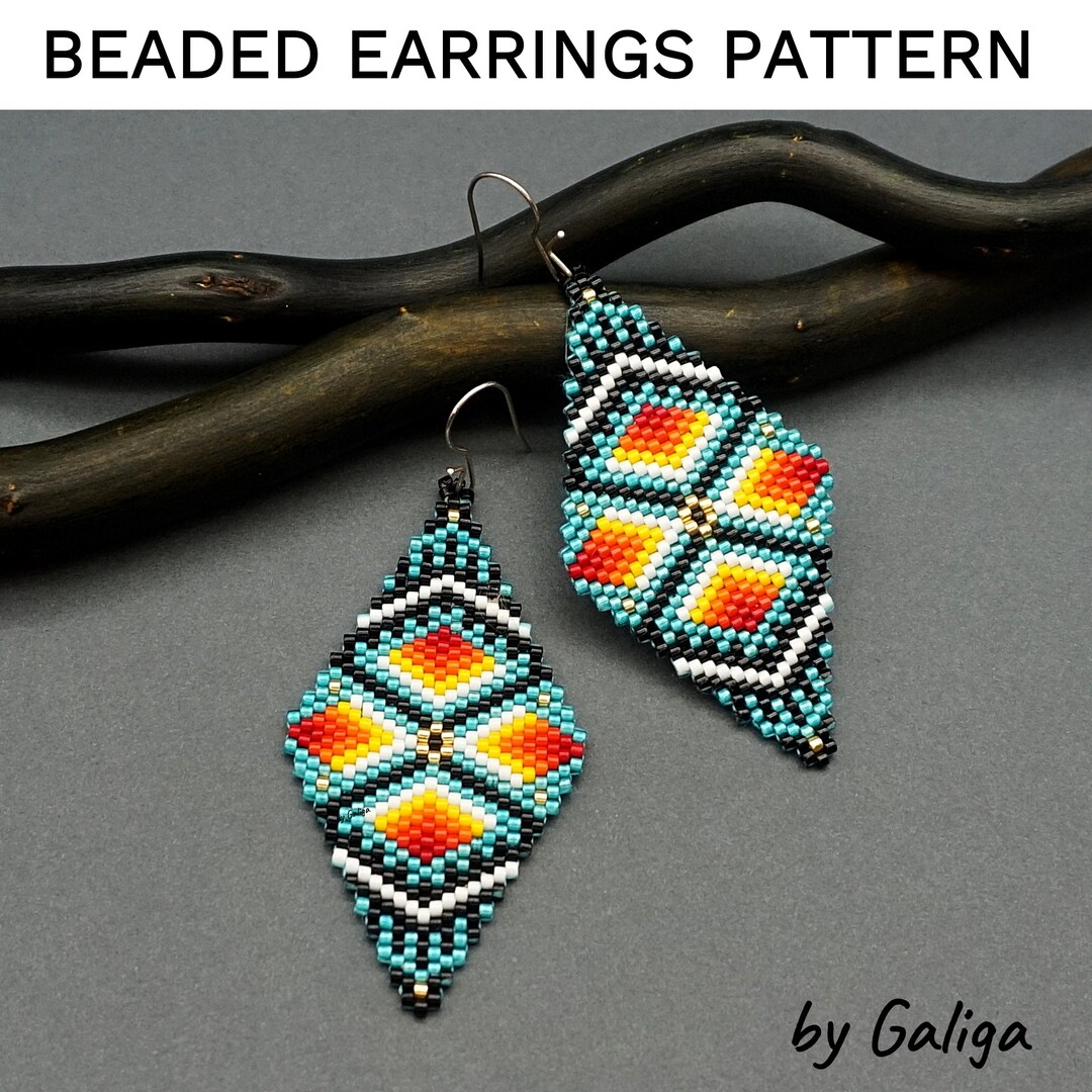 Beaded Jewelry Pattern Earrings or Pendant DIY Seed Bead Schema ...