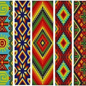 Bead Loom Bracelet Patterns DIY Jewelry Tribal Ethnic Huichol Hippie ...