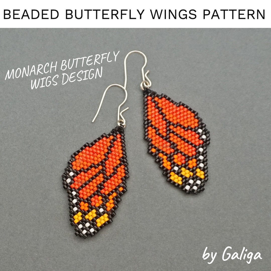 Monarch Butterfly Wing Beaded Pattern DIY Earrings Beading Jewelry ...