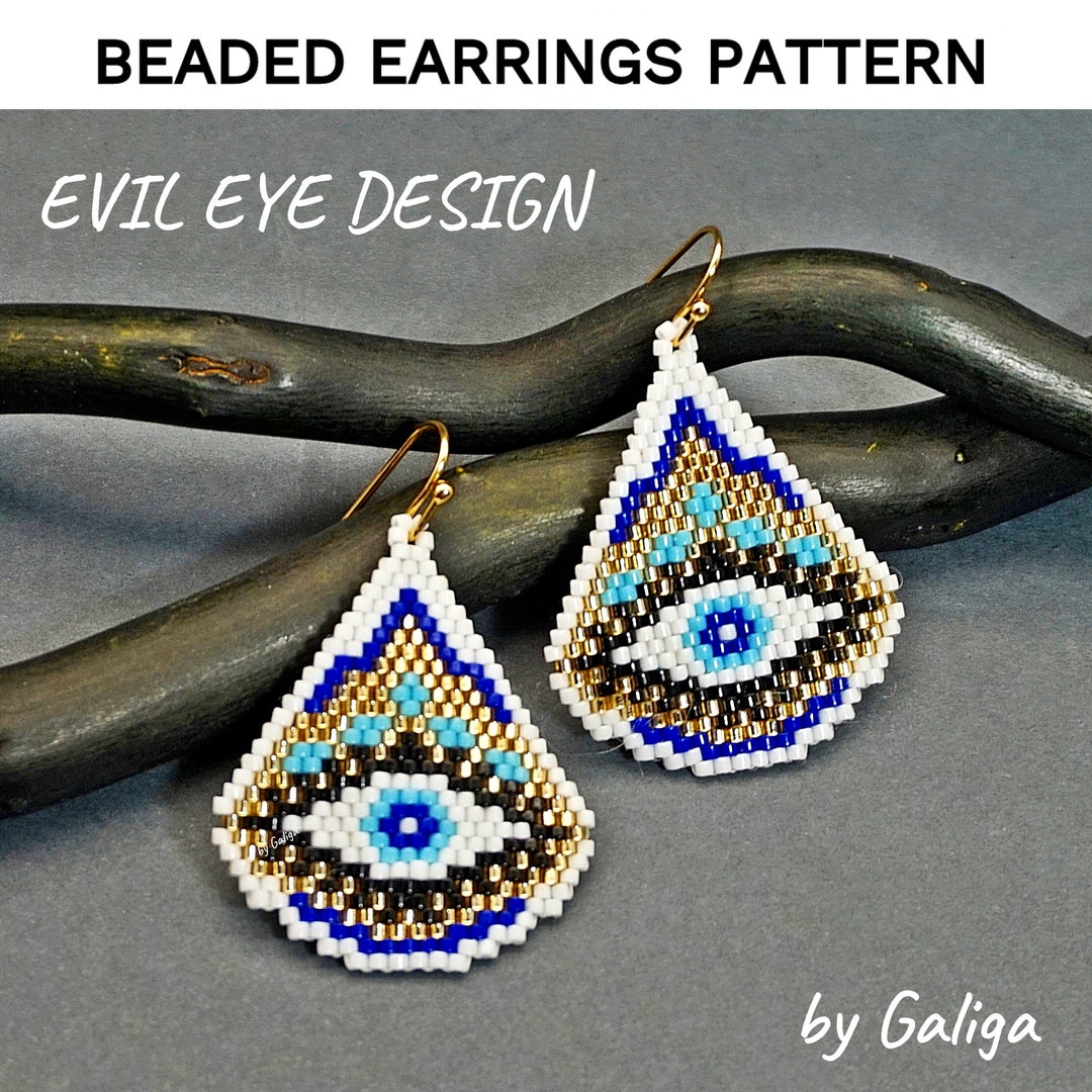 Beaded Earrings Patterns, Beading Pattern, Evil Eye Seed Bead Pattern ...