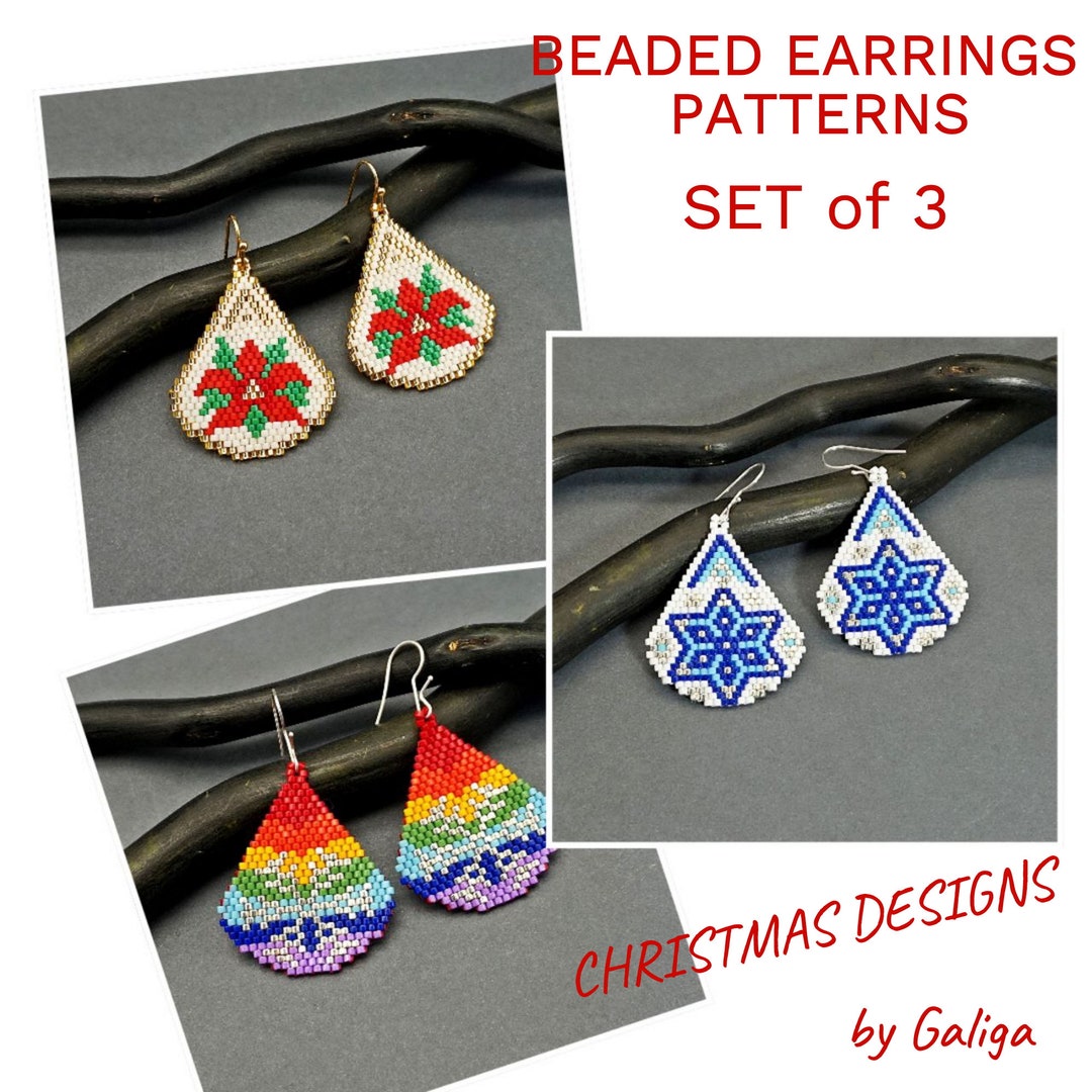 CHRISTMAS Earrings Patterns Beading Dangle Drops Do It Yourself Xmas ...