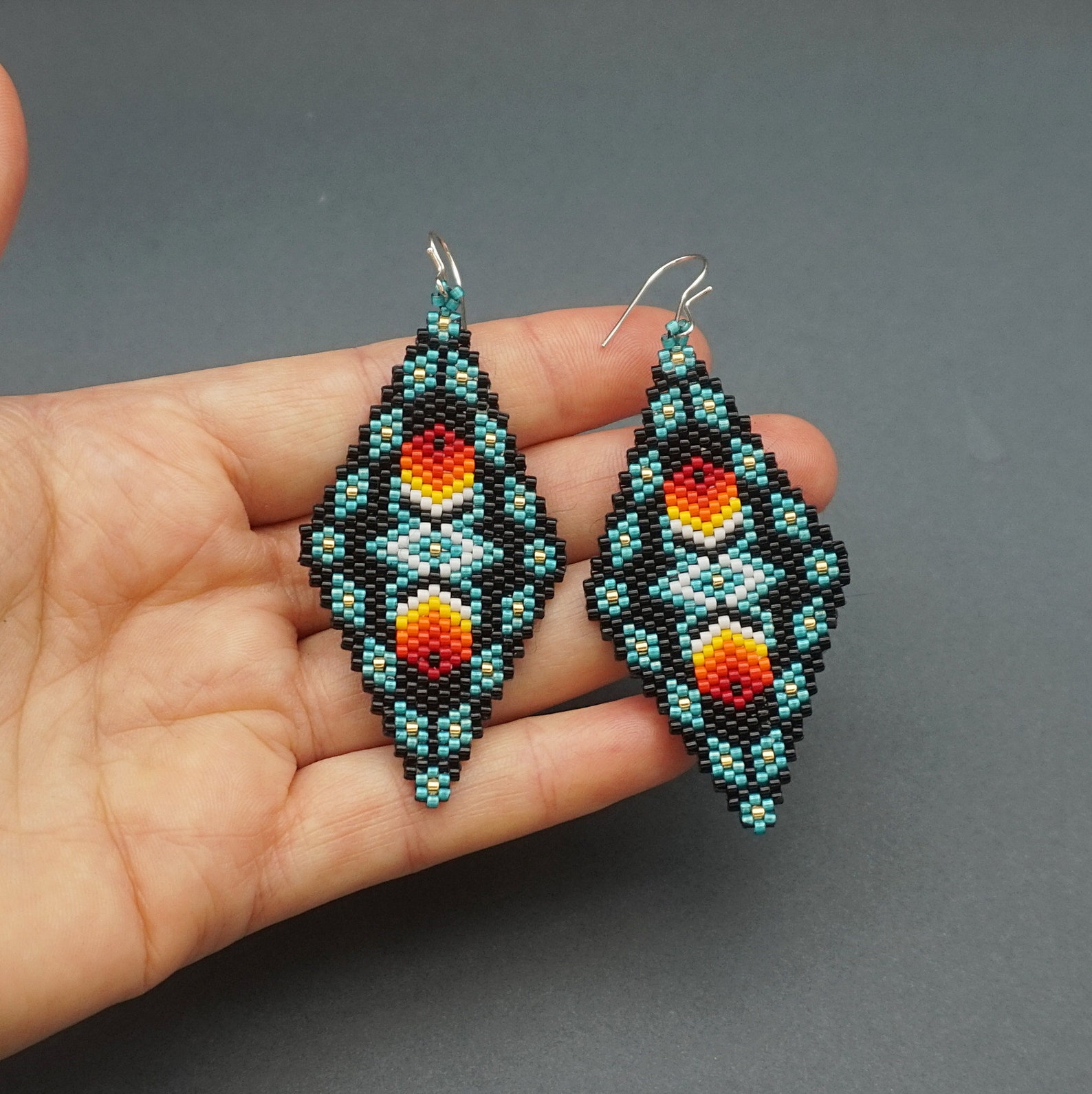 Earrings Pattern Beaded Crafts DIY Jewelry Ethnic Seed Bead Delica ...
