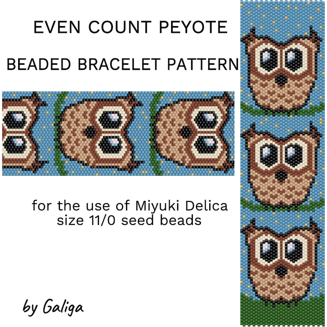 Fun Owl Beaded Bracelet Pattern Even Peyote Stitch Owls Jewelry Making ...