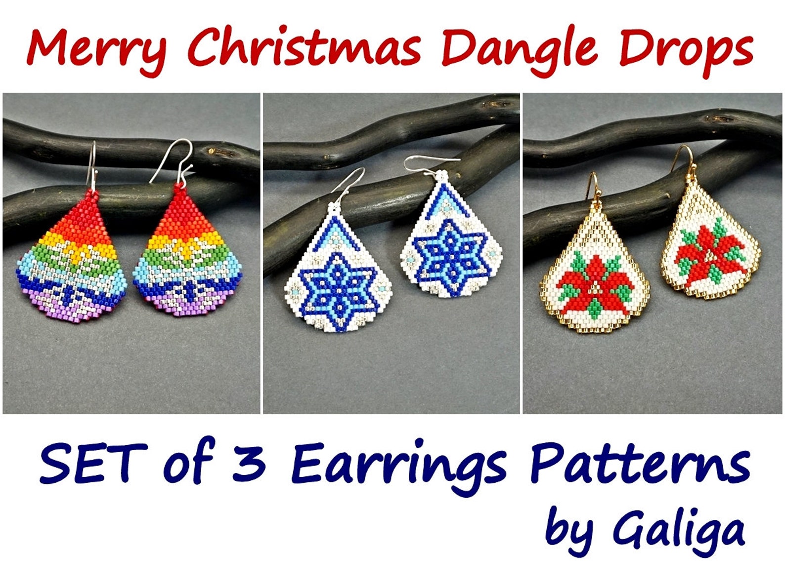 CHRISTMAS Earrings Patterns Beading Dangle Drops Do It - Etsy