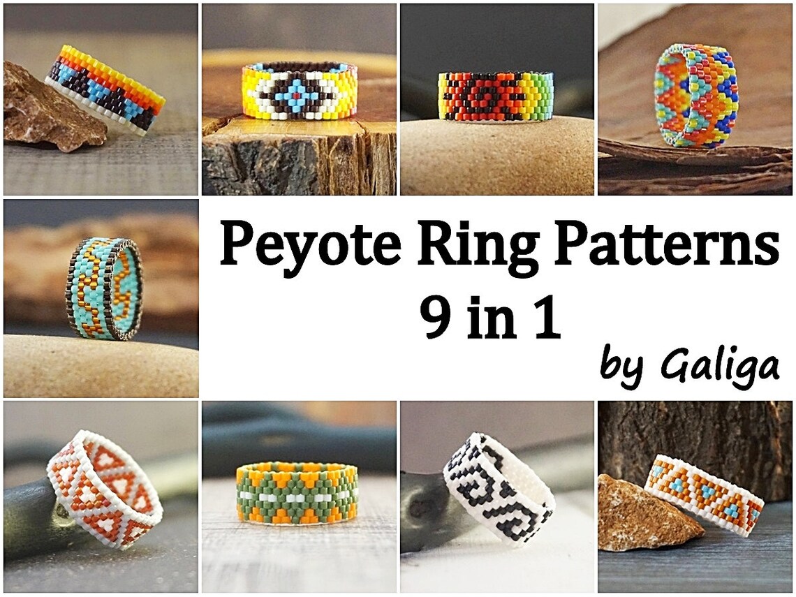 Peyote Rings Patterns Set Beading Pattern Beaded Rings - Etsy