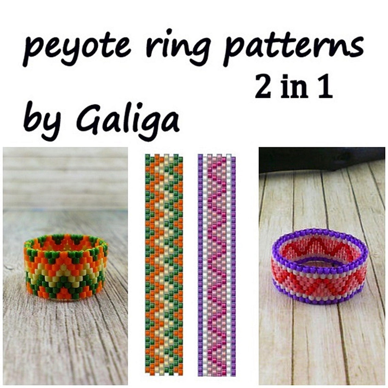 Peyote Ring Patterns 2 in 1 PDF Peyote Pattern Beading Pattern Peyote ...