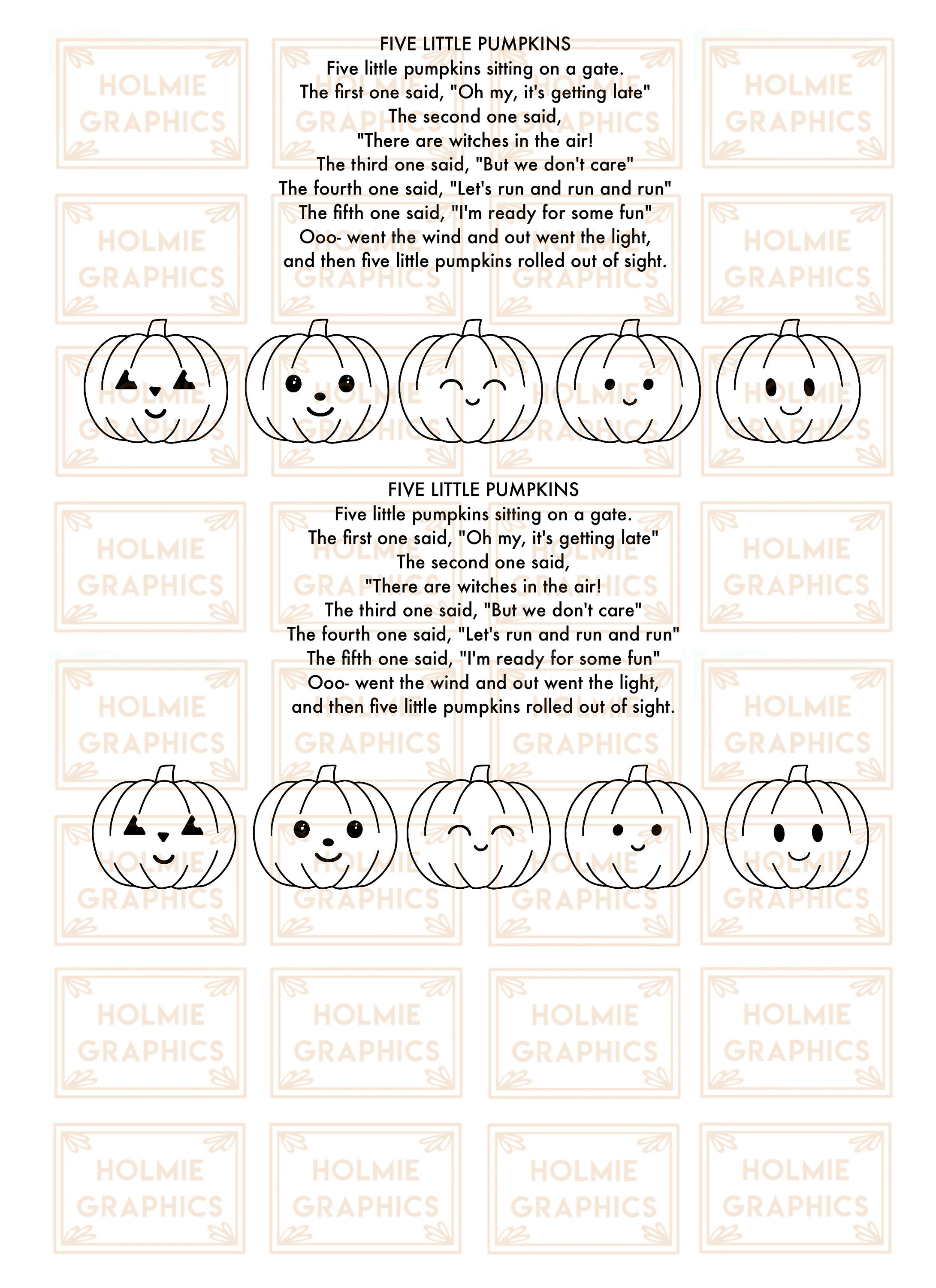 5 Little Pumpkins, Pumpkin Craft, Kindergarten Craft, Homeschool - Etsy