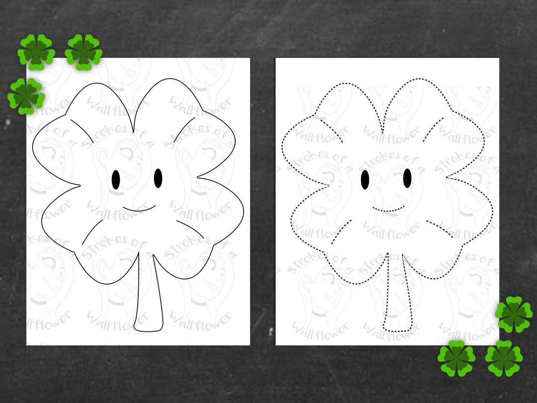 St. Patrick's Day Clover Tracing Page: Preschool Kindergarten (PDF) - Etsy