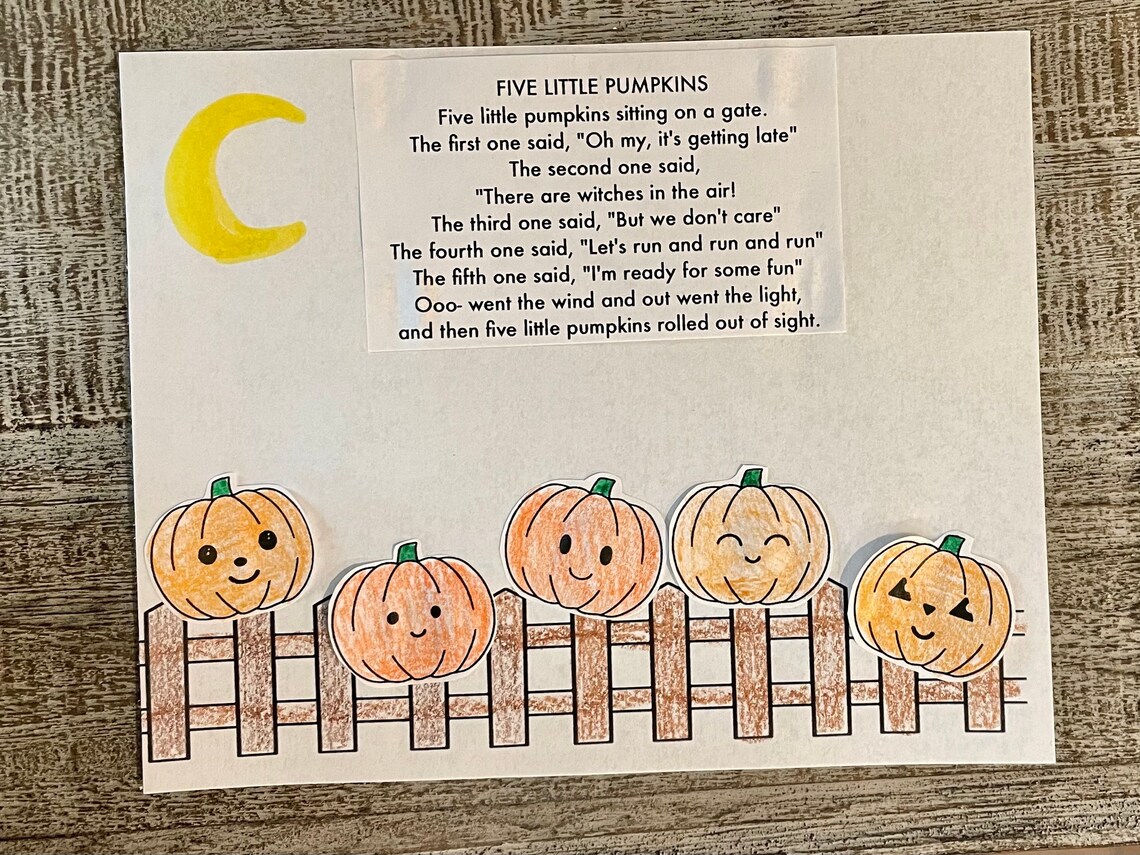 5 Little Pumpkins, Pumpkin Craft, Kindergarten Craft, Homeschool - Etsy
