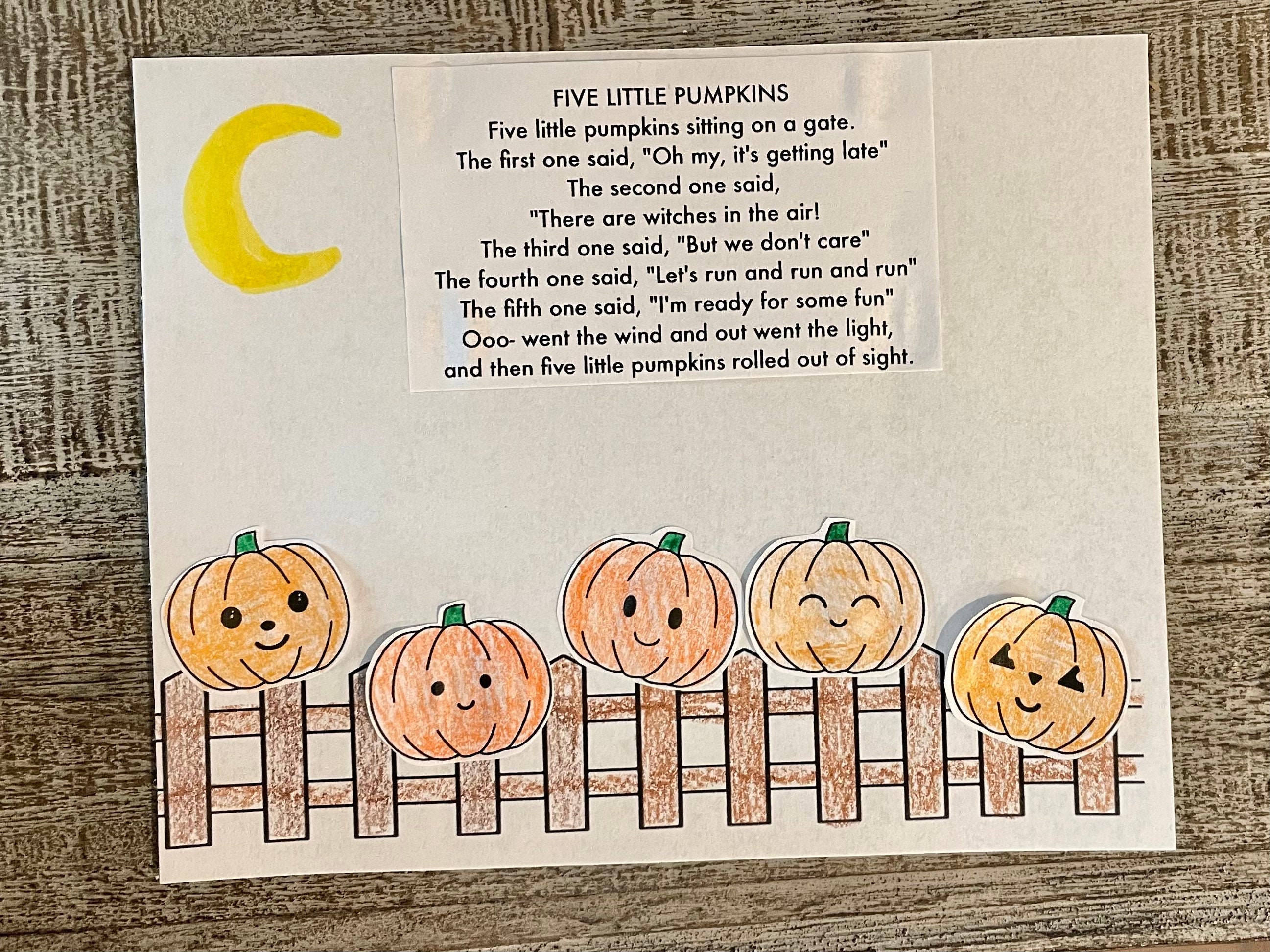 5 Little Pumpkins, Pumpkin Craft, Kindergarten Craft, Homeschool - Etsy