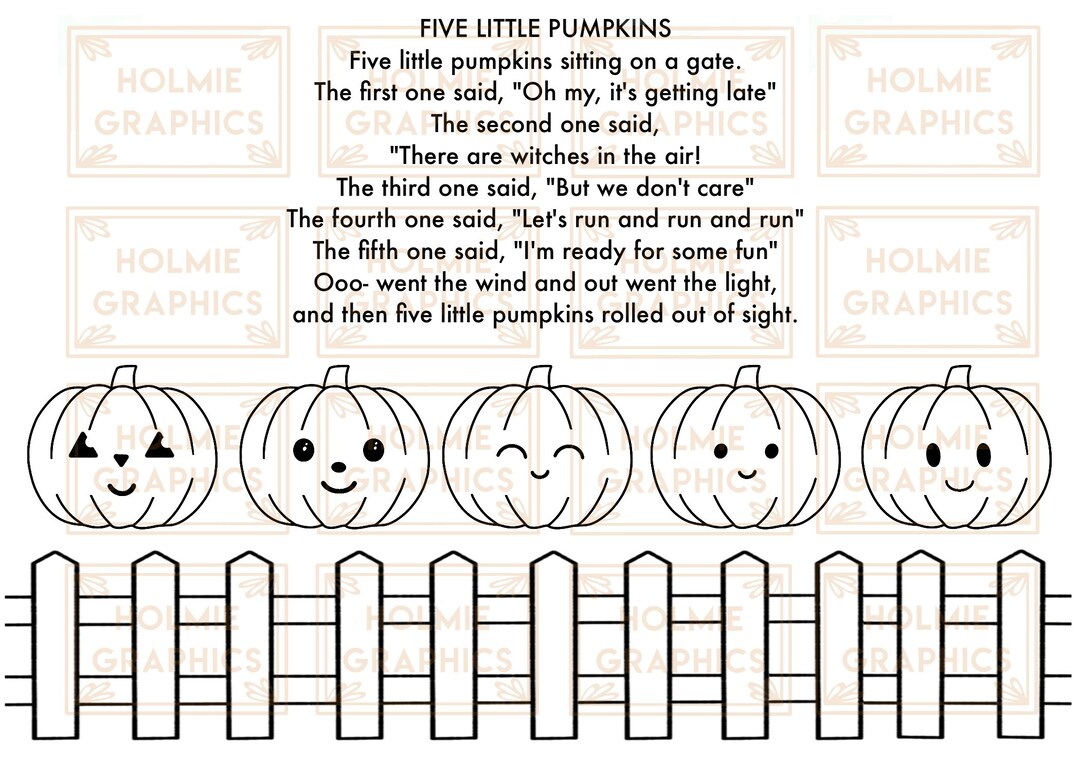 5 Little Pumpkins, Pumpkin Craft, Kindergarten Craft, Homeschool - Etsy