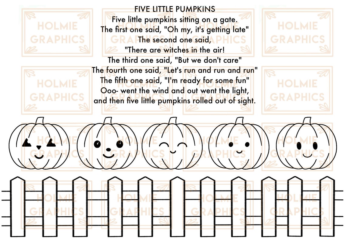 5 Little Pumpkins, Pumpkin Craft, Kindergarten Craft, Homeschool - Etsy