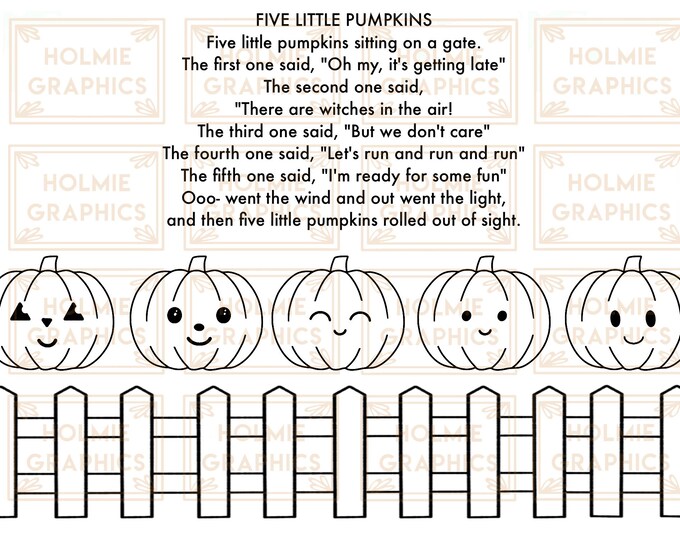 5 Little Pumpkins, Pumpkin Craft, Kindergarten Craft, Homeschool - Etsy