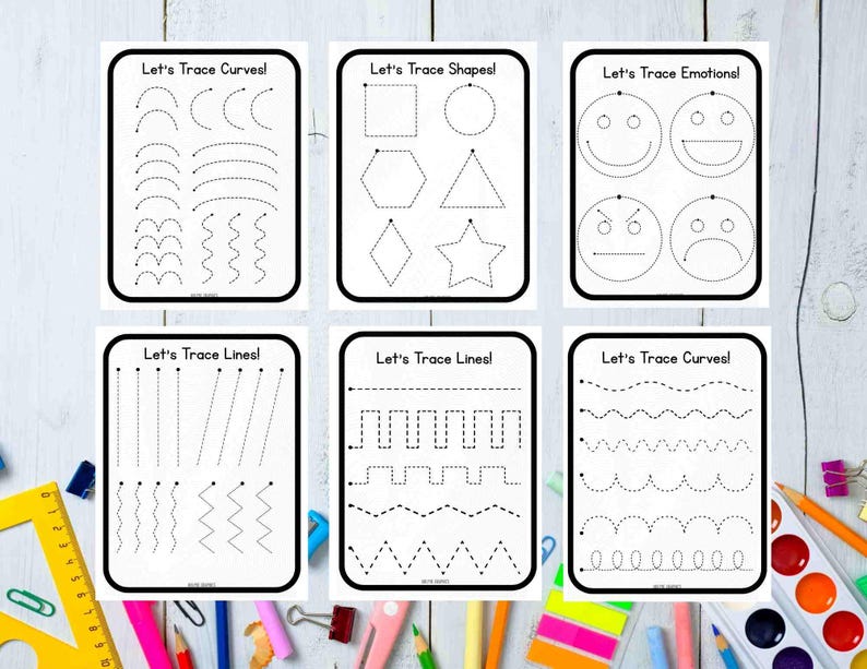 Preschool Tracing Worksheets: Lines & Emotions (PDF Download) - Etsy Israel
