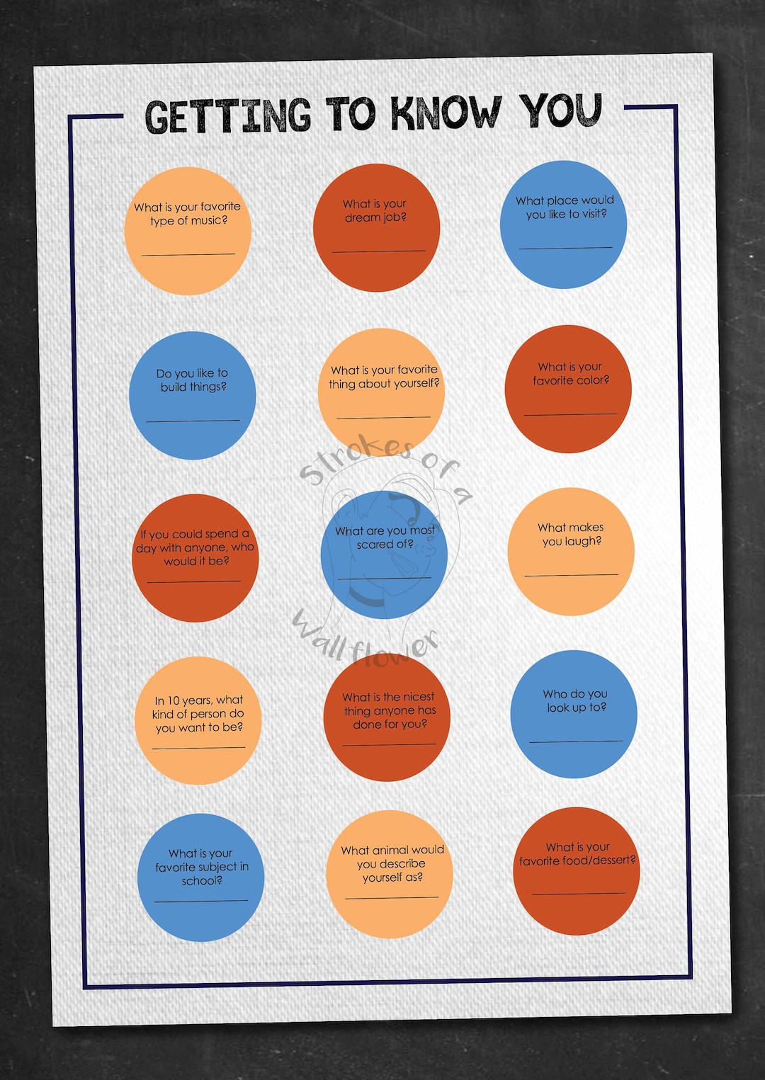 Template, Questionnaire, Get to Know You, Party Games, Printable, Get ...