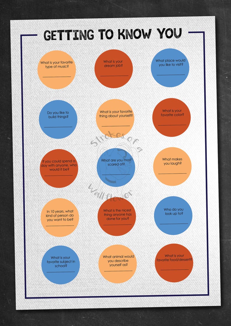 Template, Questionnaire, Get to Know You, Party Games, Printable, Get ...