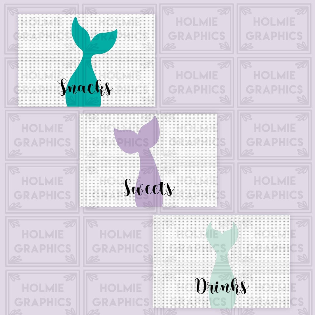 Mermaid Tail Food Signs, Mermaid Party, Mermaid Birthday, Food Signs - Etsy