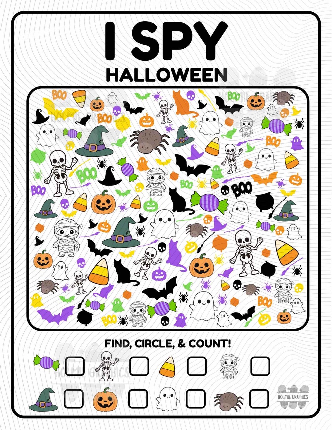 Halloween I Spy Printable | Kids Activity Worksheet | Find, Circle ...