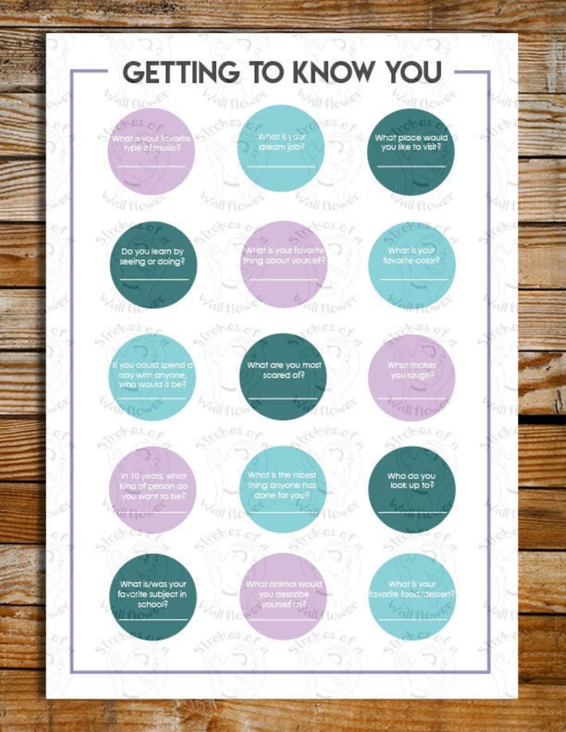 Questionnaire, Getting to Know You Game, Getting to Know You, Purple ...