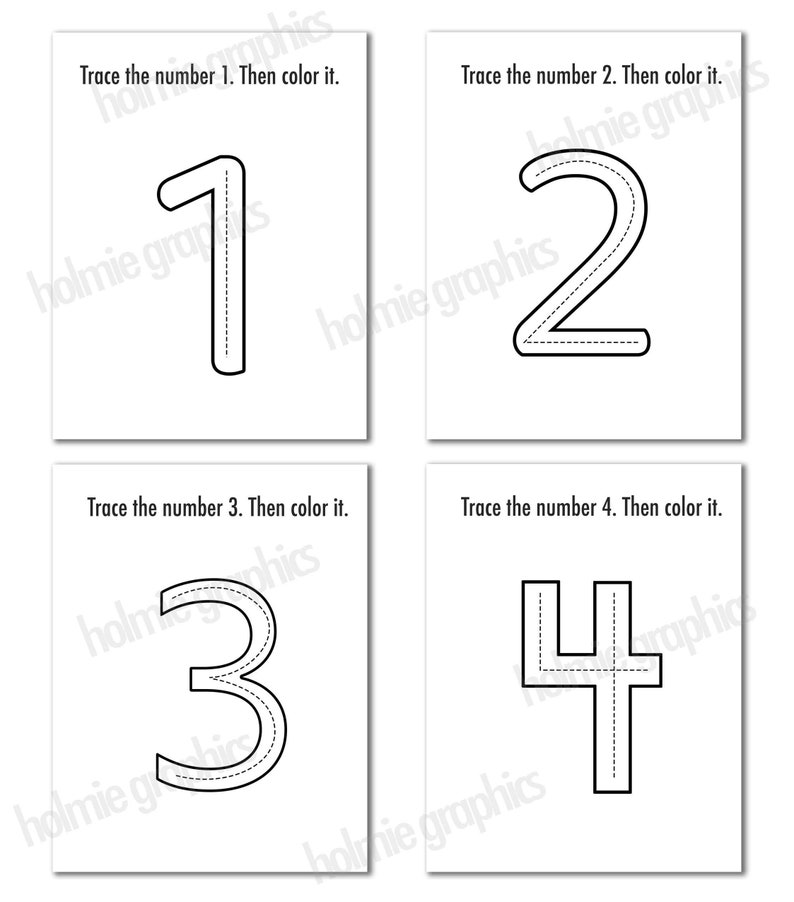 Number Trace and Color - Etsy