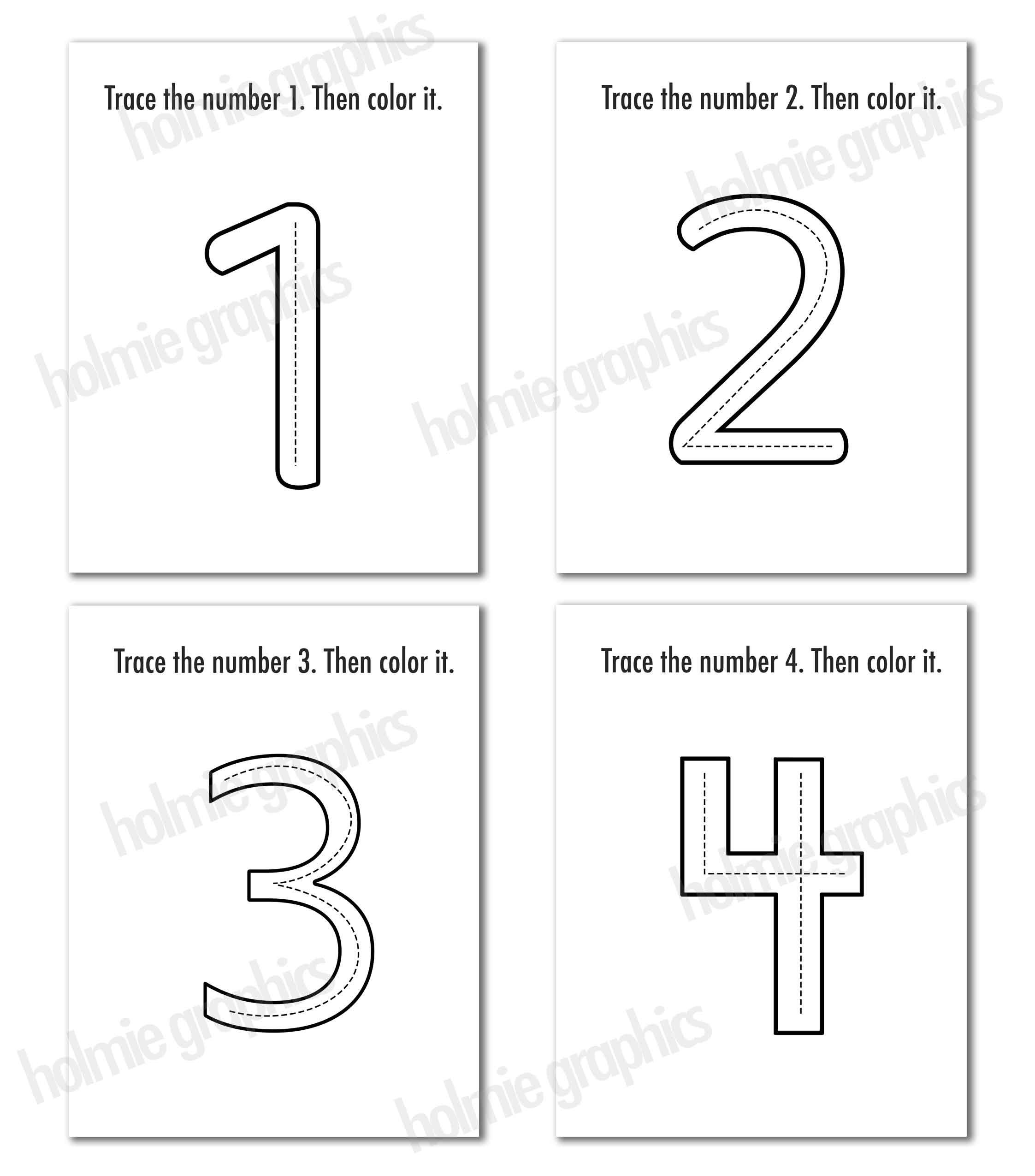 Number Trace and Color - Etsy