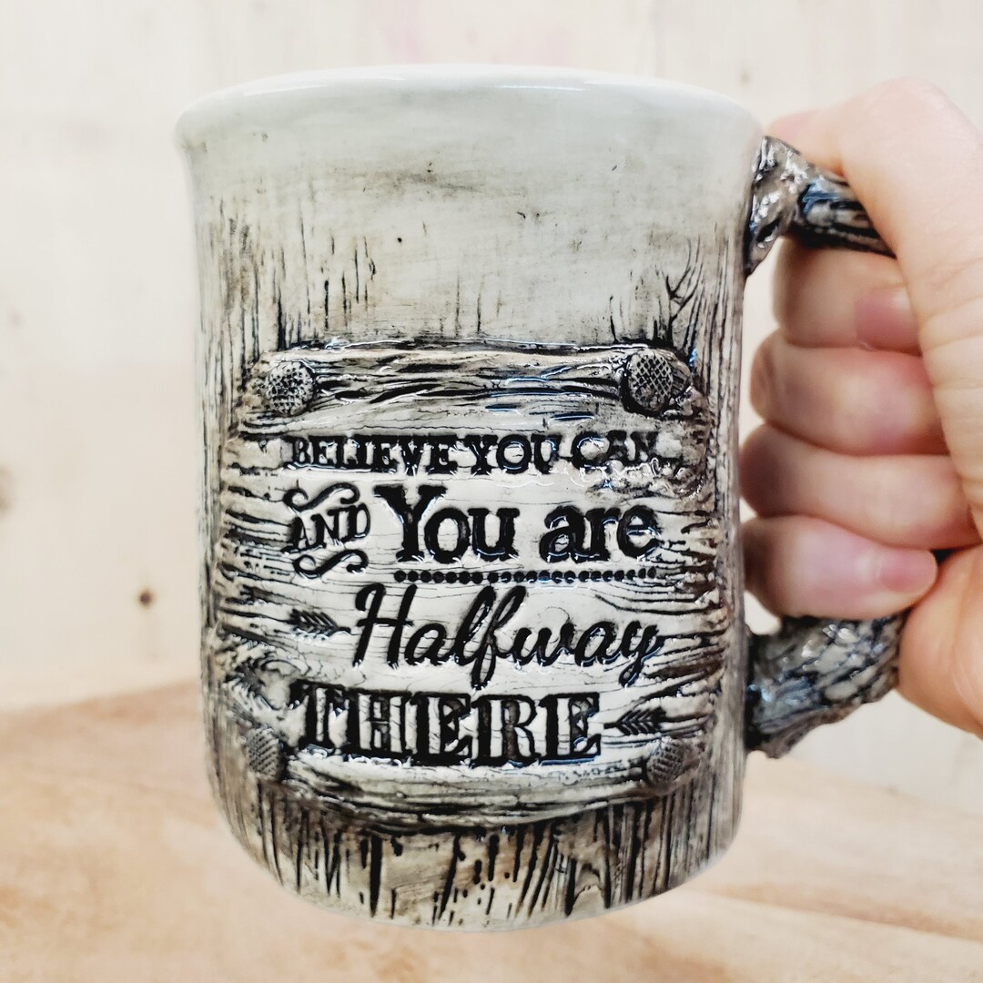 Handmade Ceramic Tree Stump Mug With Quote,handbuilt Pottery Large Tea ...