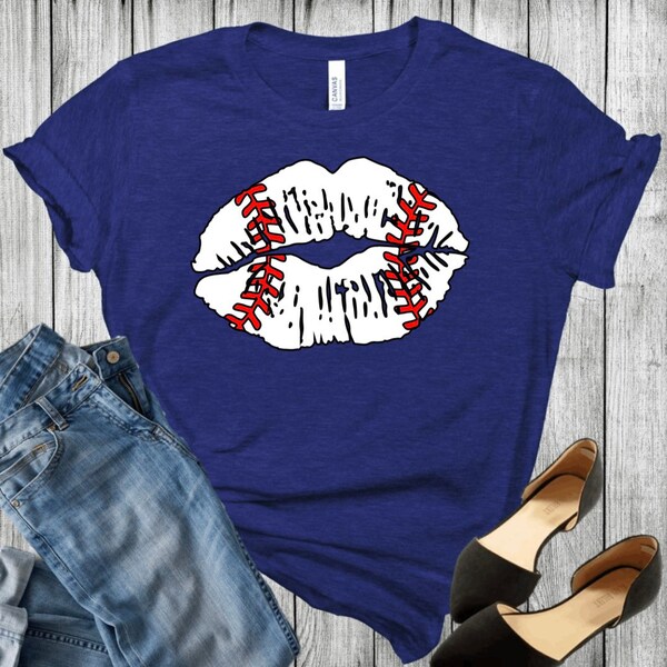 Lips Baseball Svg - Etsy