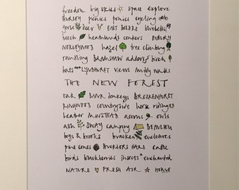 Map of the New Forest. Signed Limited Edition Giclee Print of an ...