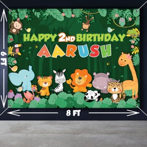 Animal Theme Backdrop Printed Jungle Birthday Backdrop Birthday Jungle ...