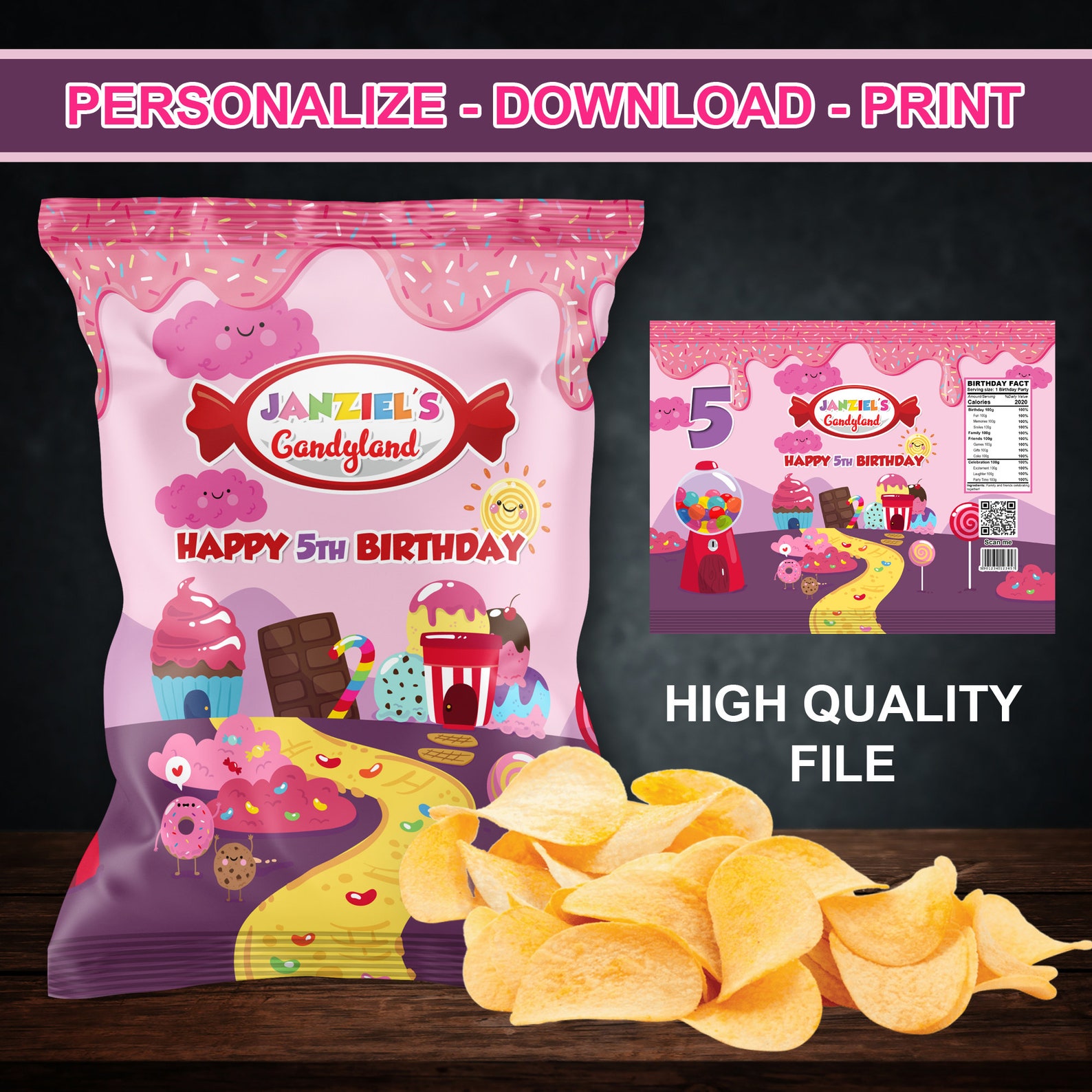 Candyland chips bag candy land party favors candy land party | Etsy