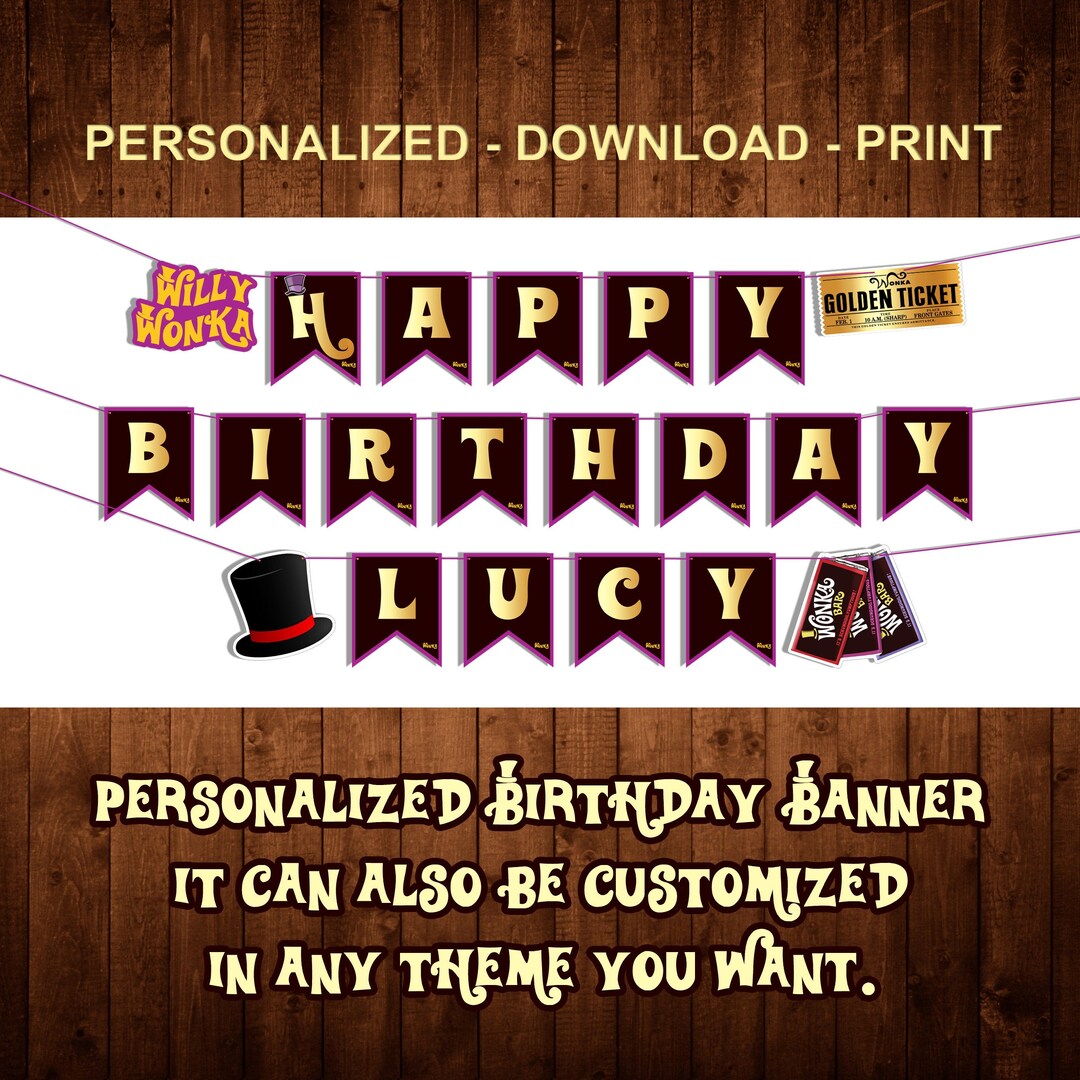 Willy Wonka Decoration Banner the Chocolate Factory Theme Personalized ...