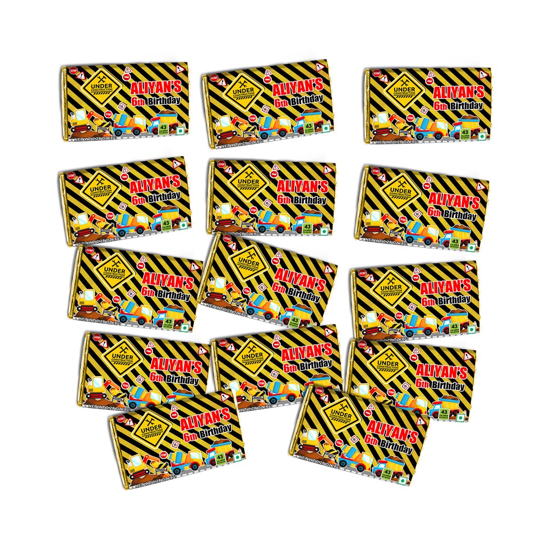 Construction Theme Mini Chocolates Pack Homemade Candy Mini Bars ...
