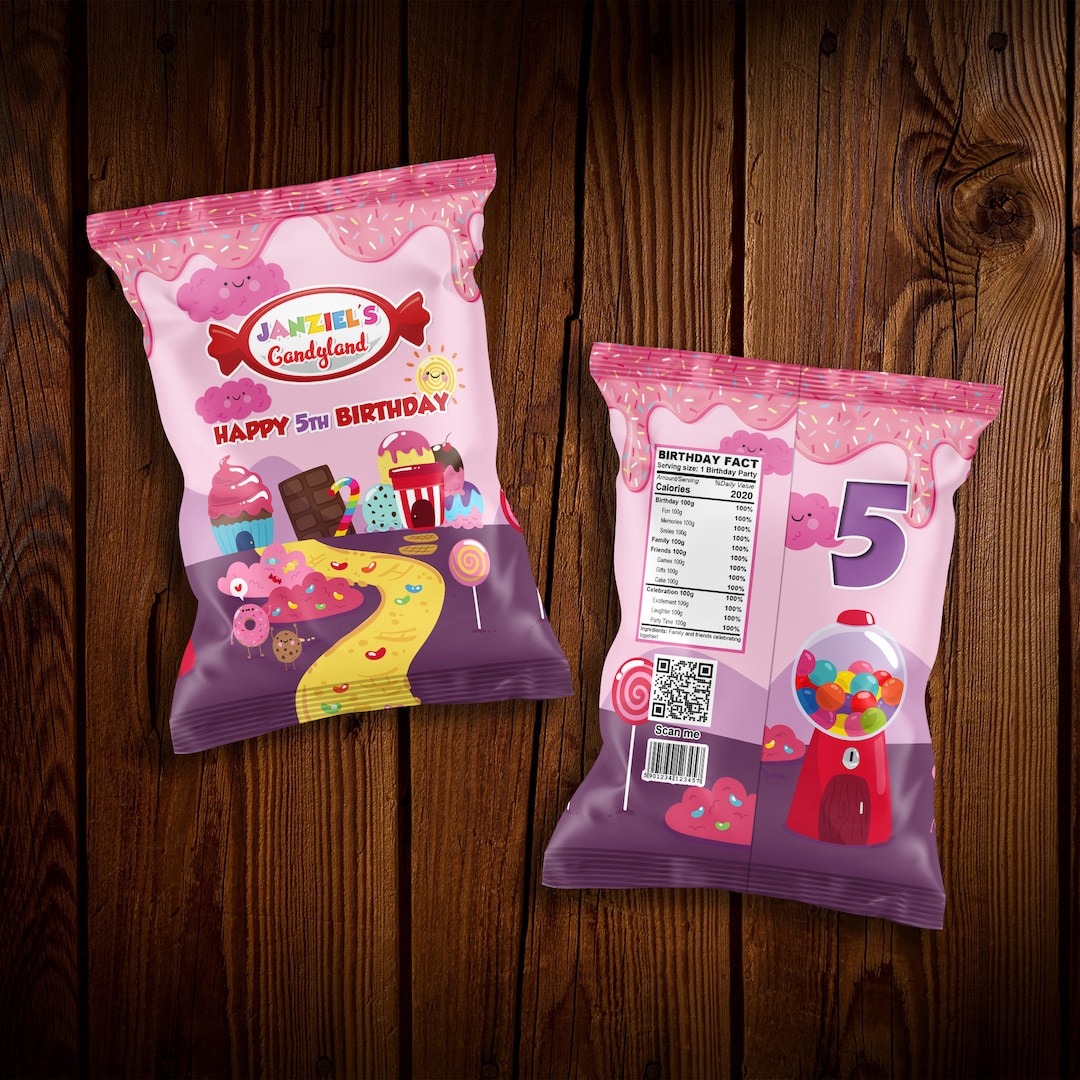 Candyland Chips Bag Candy Land Party Favors Candy Land Party Supplies ...
