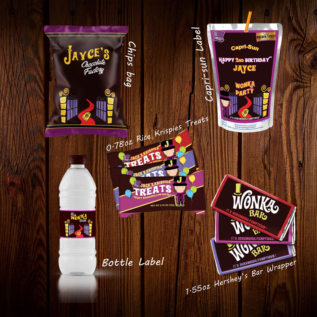 Charlie Birthday Favor Set Bundle Bottle Wrapper Caprisun Rice Krispies ...