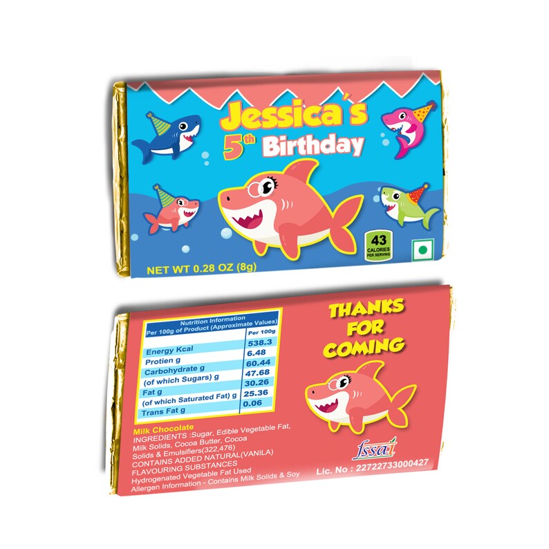Shark Baby Theme Mini Chocolates Pack Homemade Candy Mini Bars - Etsy