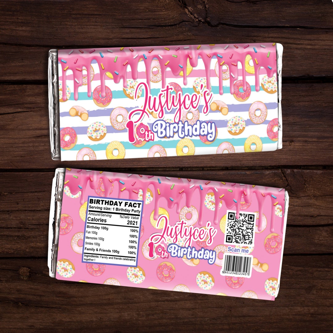 Donut Candy Wrapper 1.55 Oz Chocolate Bar Wrapper Do Not Grow up Candy ...