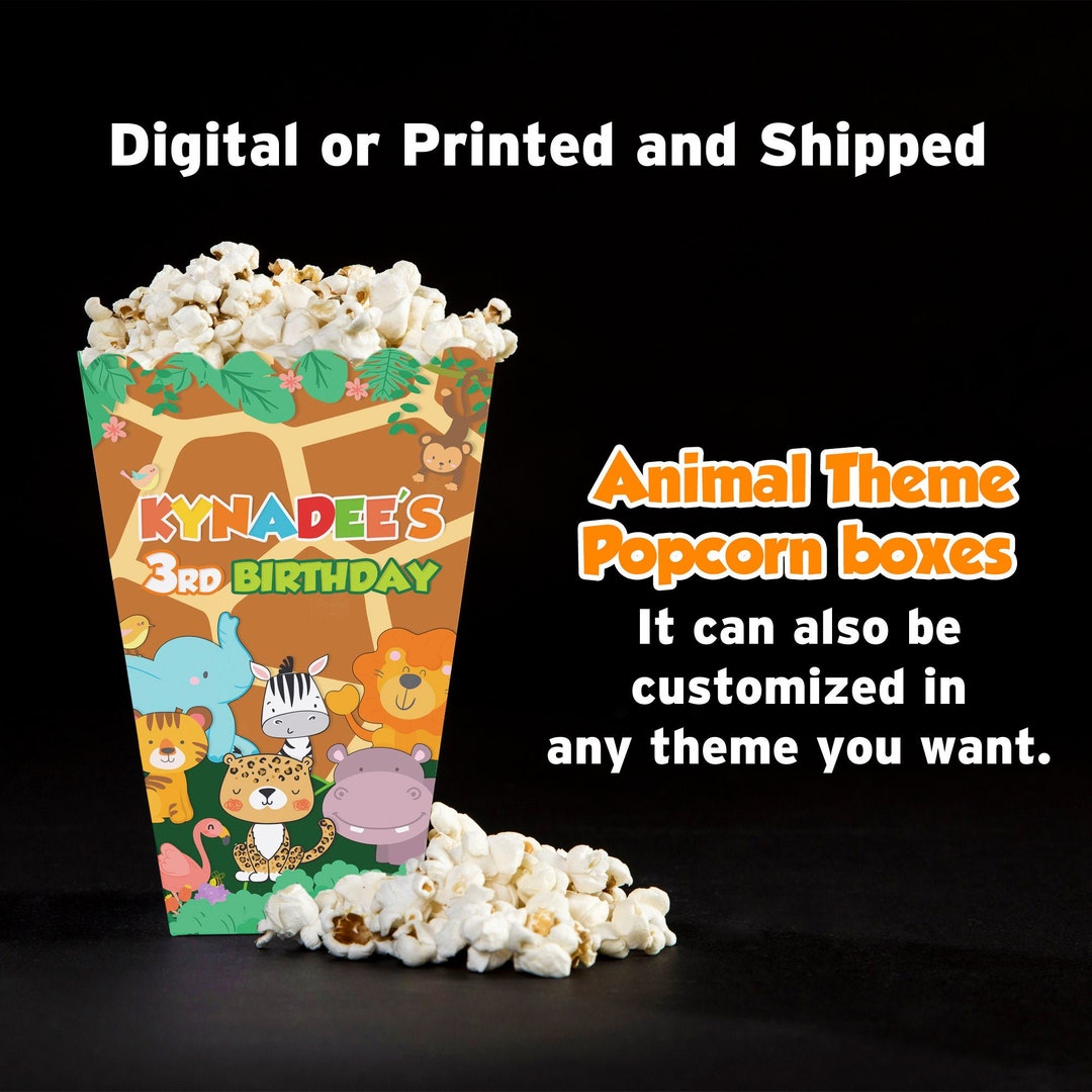 Animal Popcorn Box Animal Theme Popcorn Boxes Party Favors Burger Box ...