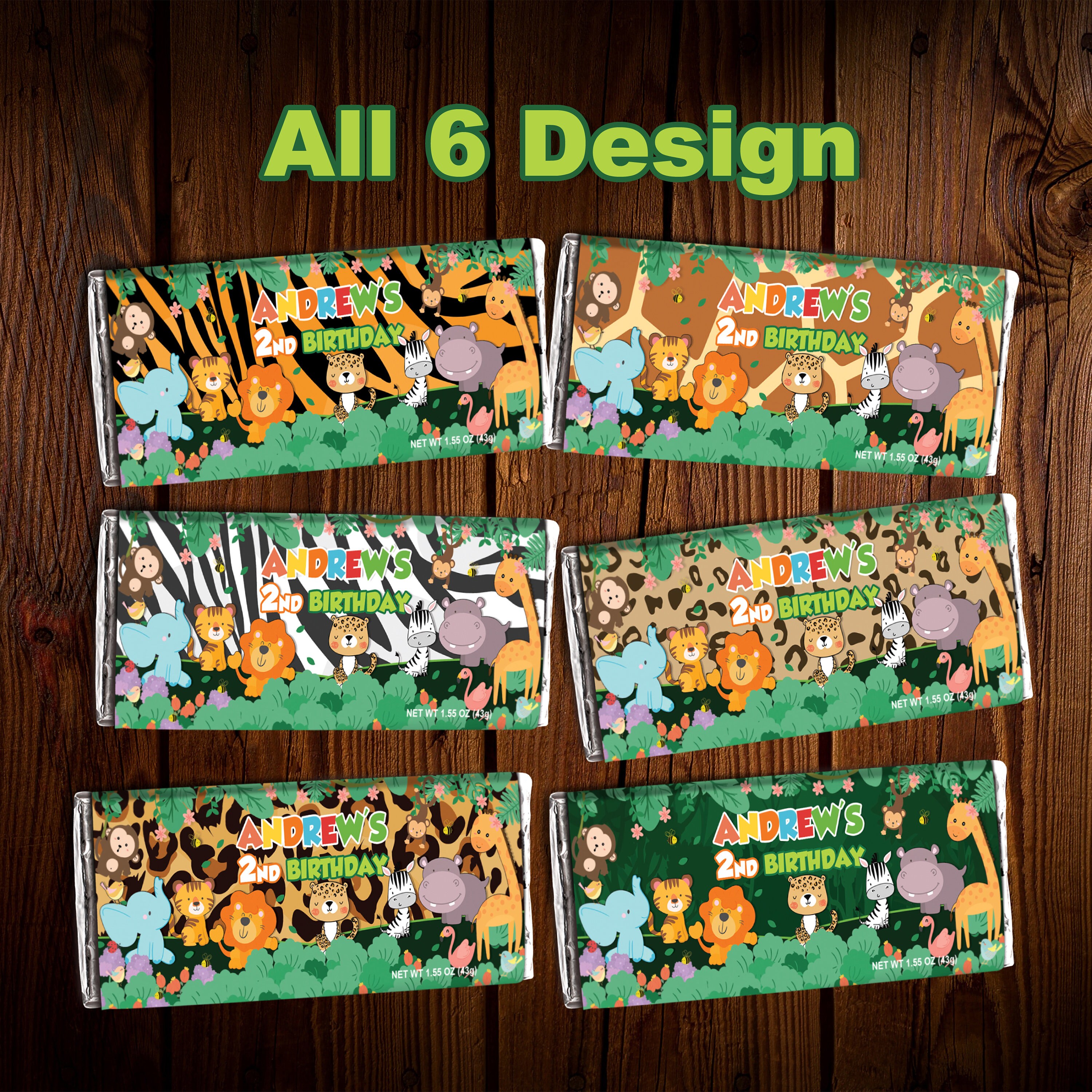 Animal Theme Candy Wrapper 1.55 Oz Chocolate Bar Wrapper - Etsy